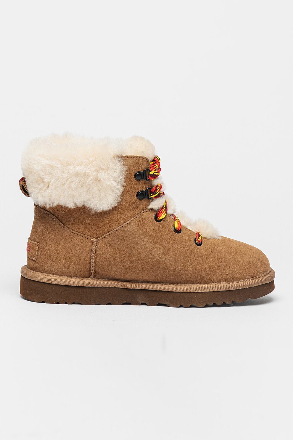 UGG, Ghete de piele intoarsa Classic Mini Alpine, Camel, 7 - eMAG.ro
