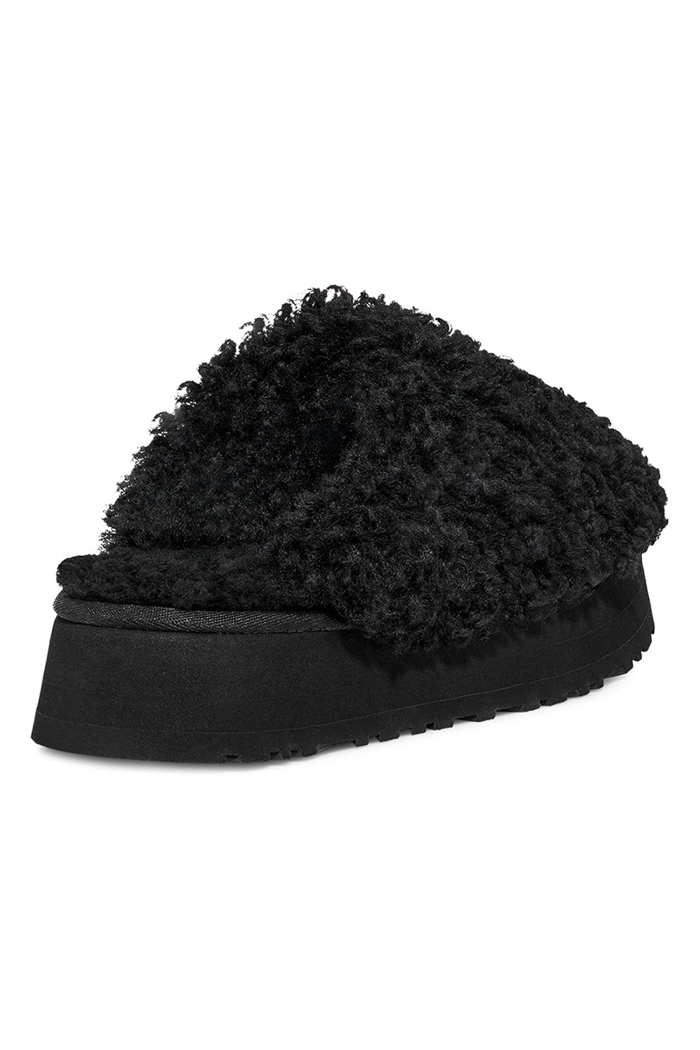 UGG, Papuci de casa din piele de oaie cu platforma Curly, Negru, 8 ...