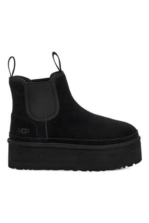 UGG, Ghete Chelsea flatform de piele intoarsa cu segmente din material ...