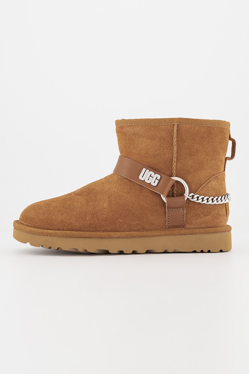 UGG, Велурени боти Classic Mini Chains II, Камел, 10 - eMAG.bg