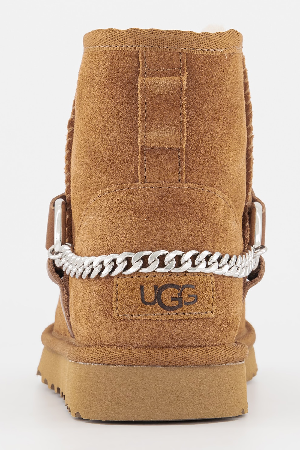 UGG, Велурени боти Classic Mini Chains II, Камел, 10 - eMAG.bg