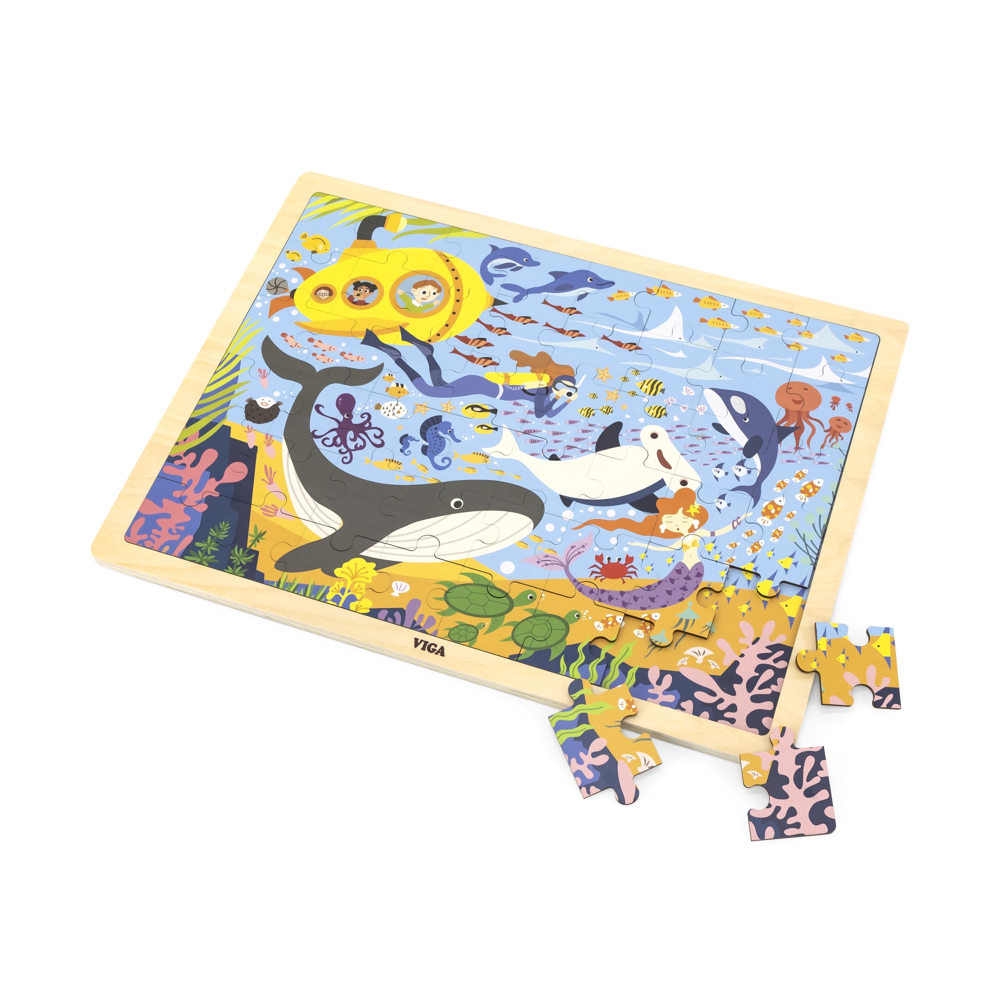 Puzzle mediul acvatic, Viga, Lemn, 48 piese, Multicolor - eMAG.ro