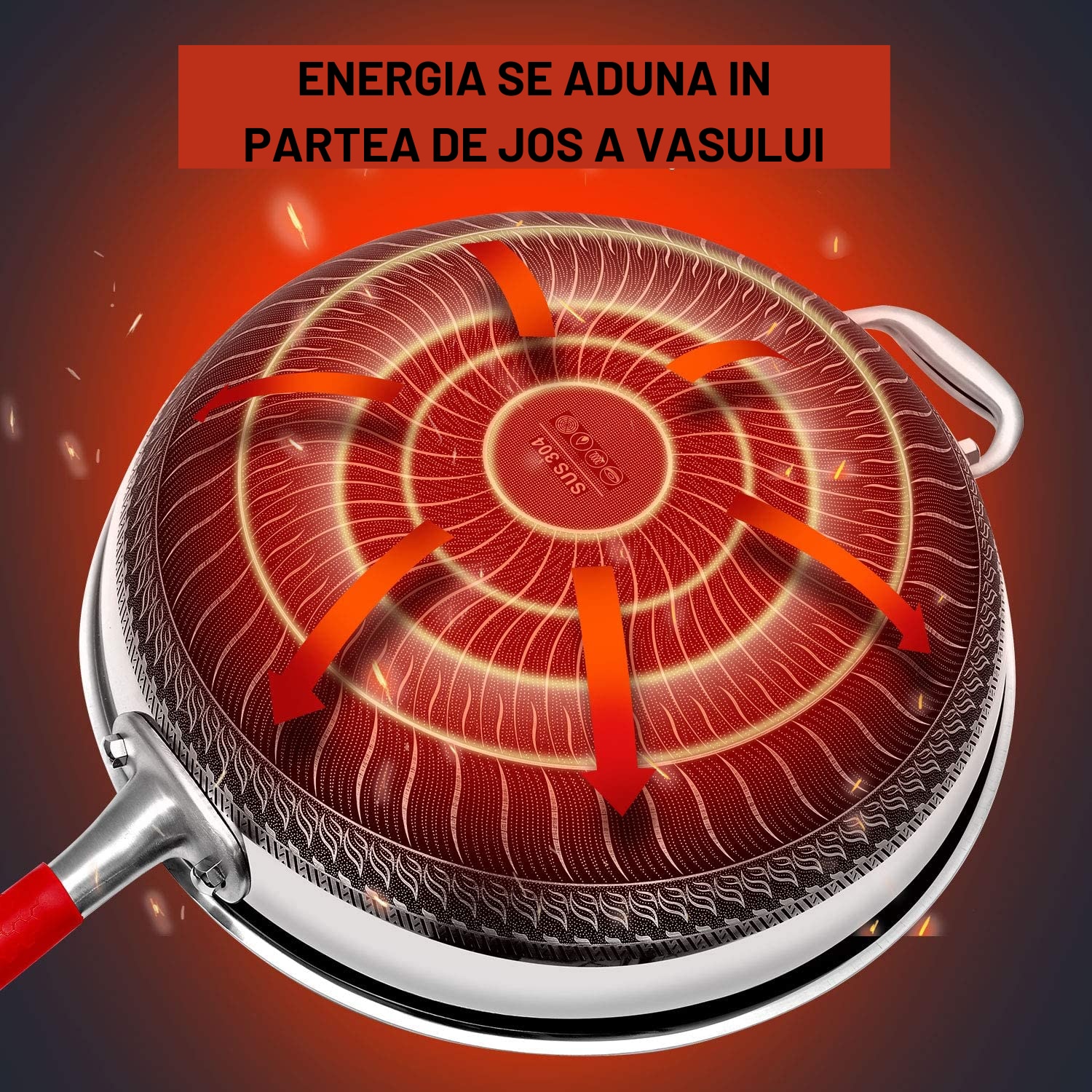 Tigaie Wok Gadgetry, Invelis Antiaderent in Stil Fagure si Inductie, 32 ...