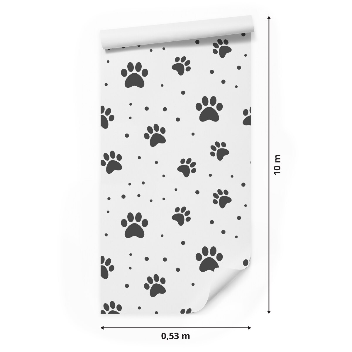 Tapet pentru Perete Labele Cainelui Gri Buline Motive Decor 53cm x 10m ...