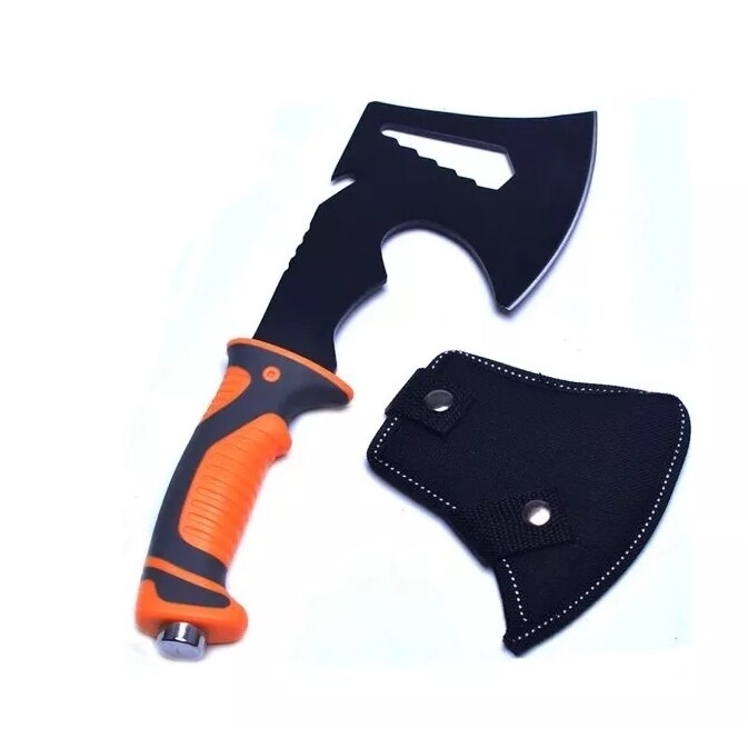 Topor camping si drumetii, cu husa, 28 cm, portocaliu/negru - eMAG.ro