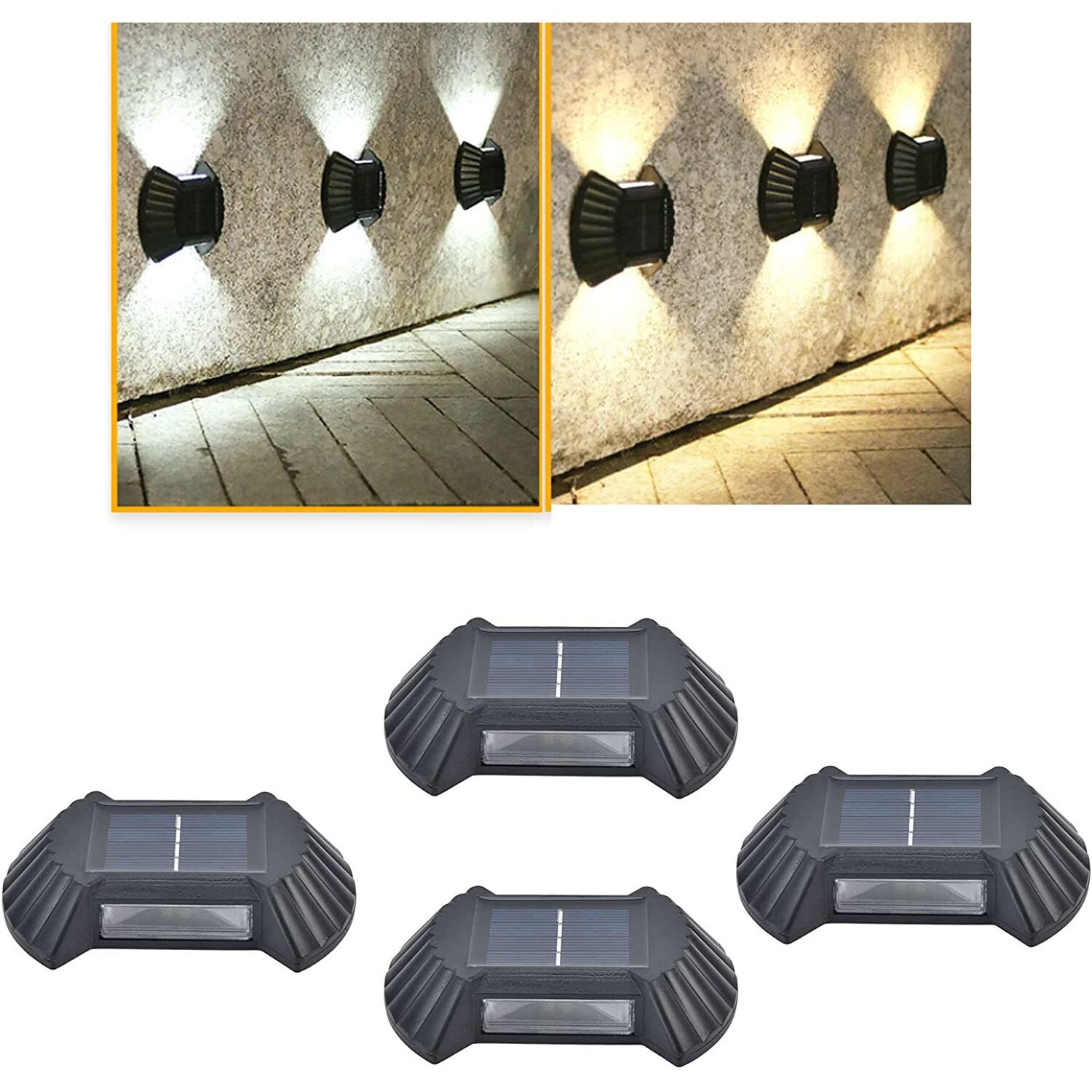 Set 4 lampi solare de exterior cu LED, awwaline, negre, rezistente la ...