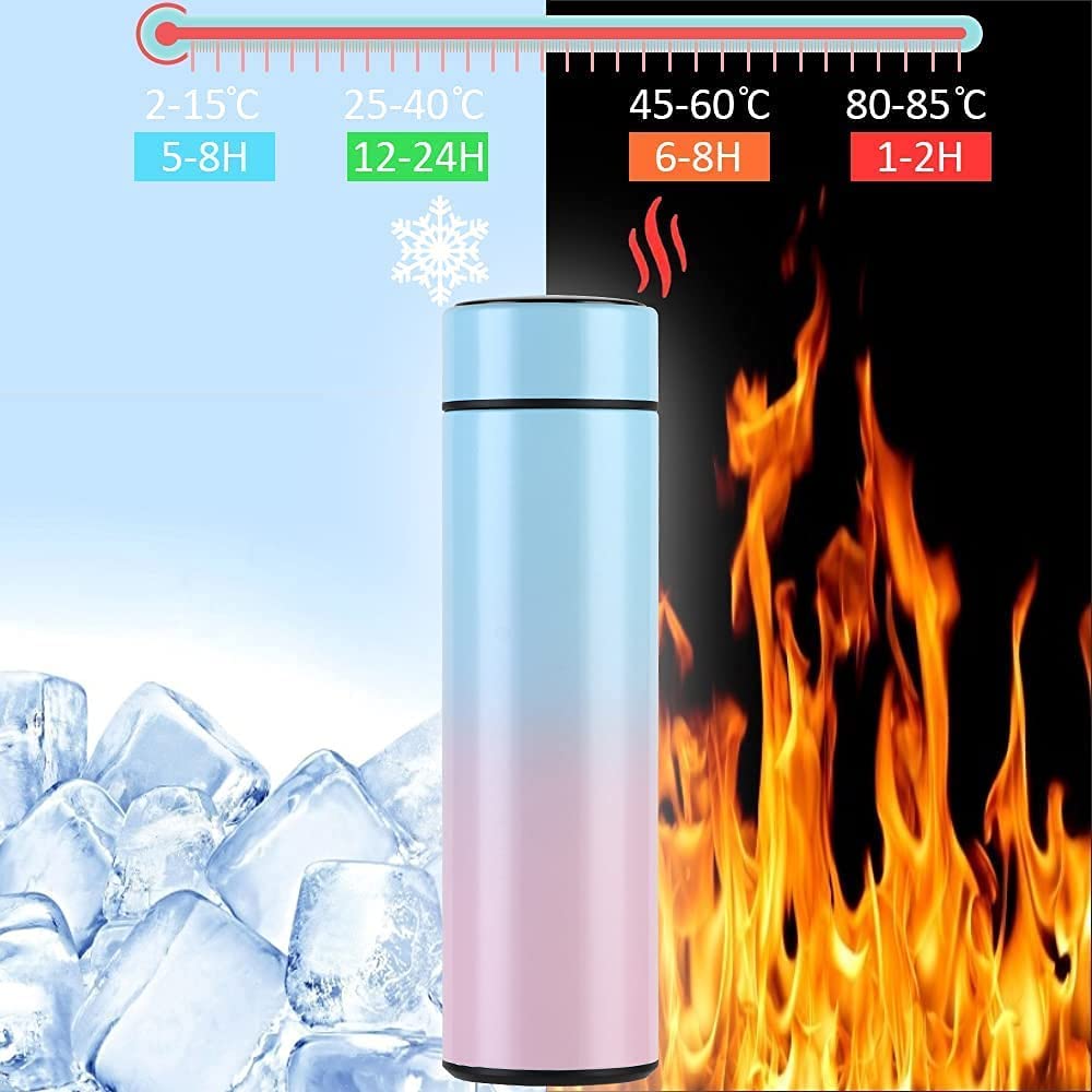 Termos digital, WALALLA, Inox, 500 ml, Ecran tactil, Afisaj temperatura ...