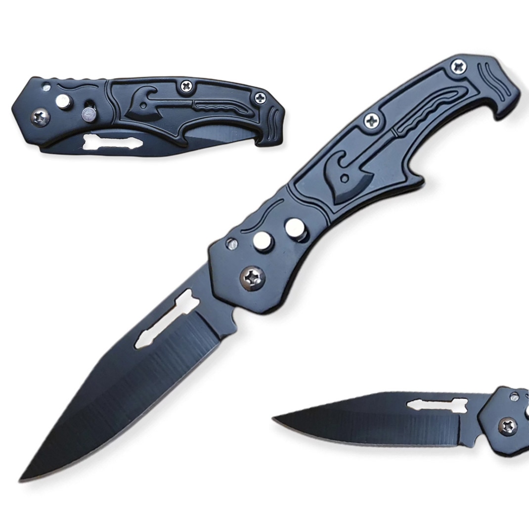 Cutit tactic, Pliabil, Otel, 16cm, Negru - eMAG.ro
