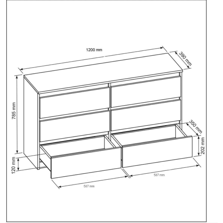 Comoda DEMI culoare stejar wotan Dimensiuni 120 cm x 39 cm x 78 cm 6 ...