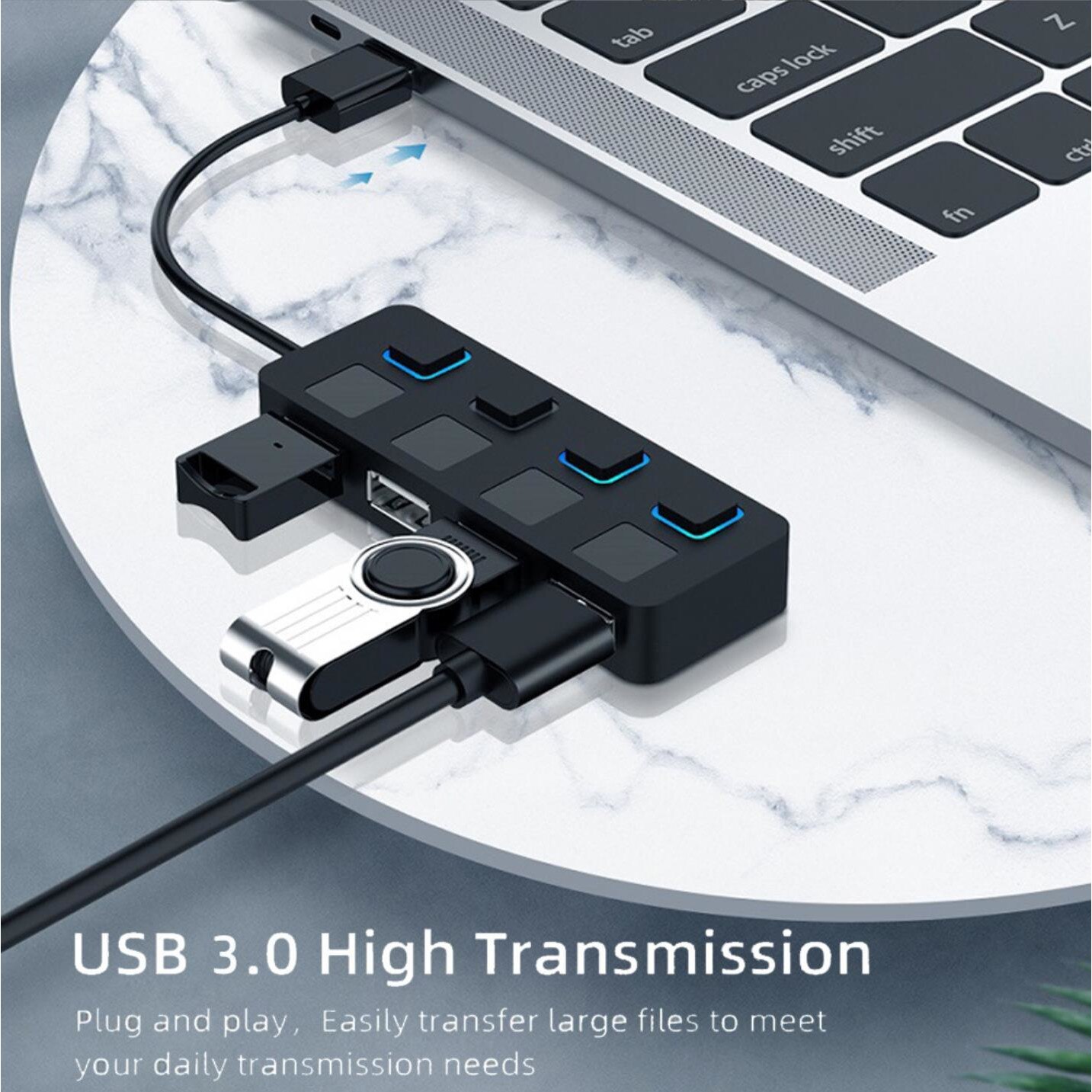 Hub 4n1, USB, Buton ON/OFF, Functie LED, Negru - eMAG.ro
