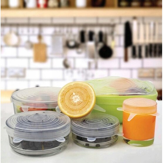 Set 6 capace universale, Silicon, Transparent - eMAG.ro