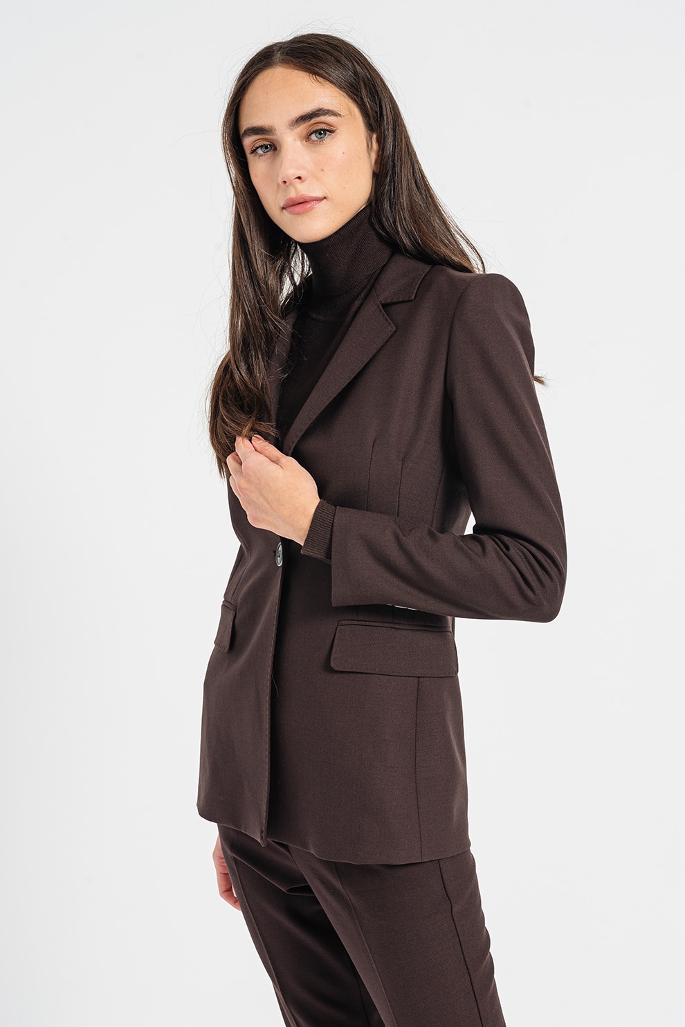 Marella, Sacou cambrata cu un nasture Delega, Maro, 40 - eMAG.ro