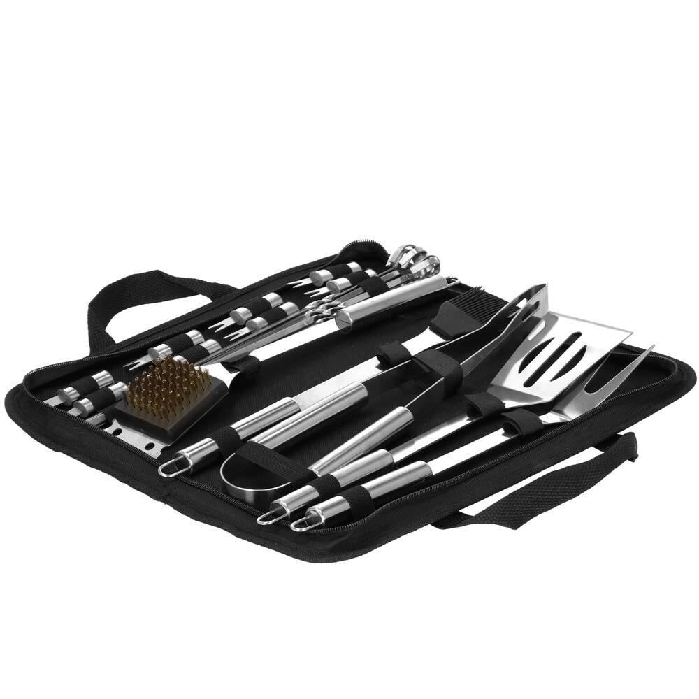 Ustensile pentru barbecue, grill, gratar, inox, set 20 piese, cu trusa ...