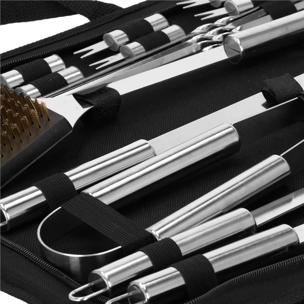 Ustensile pentru barbecue, grill, gratar, inox, set 20 piese, cu trusa ...
