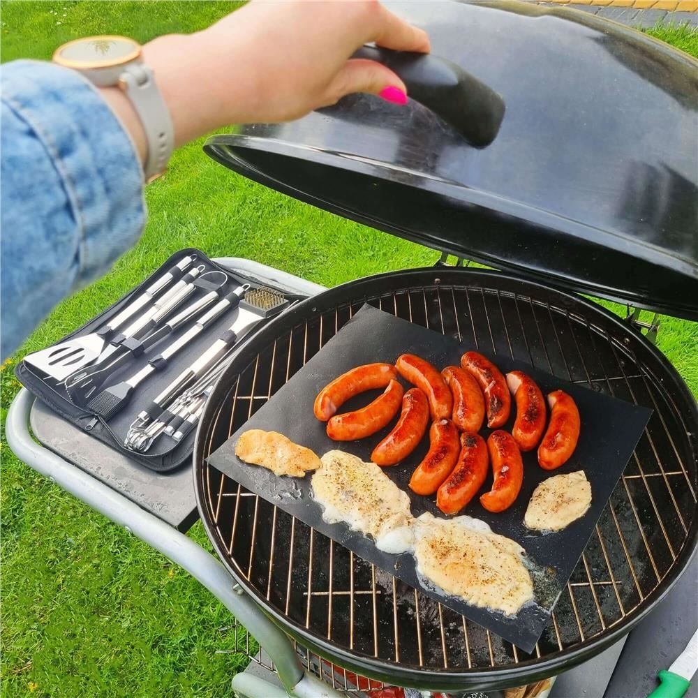 Ustensile pentru barbecue, grill, gratar, inox, set 20 piese, cu trusa ...