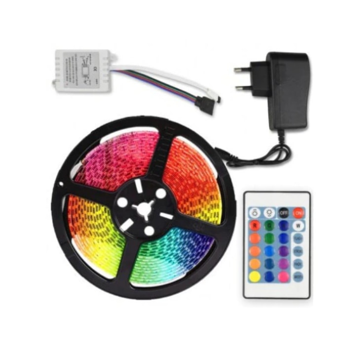 Kit banda led RGB cu telecomanda, 5m, 270 de leduri - eMAG.ro