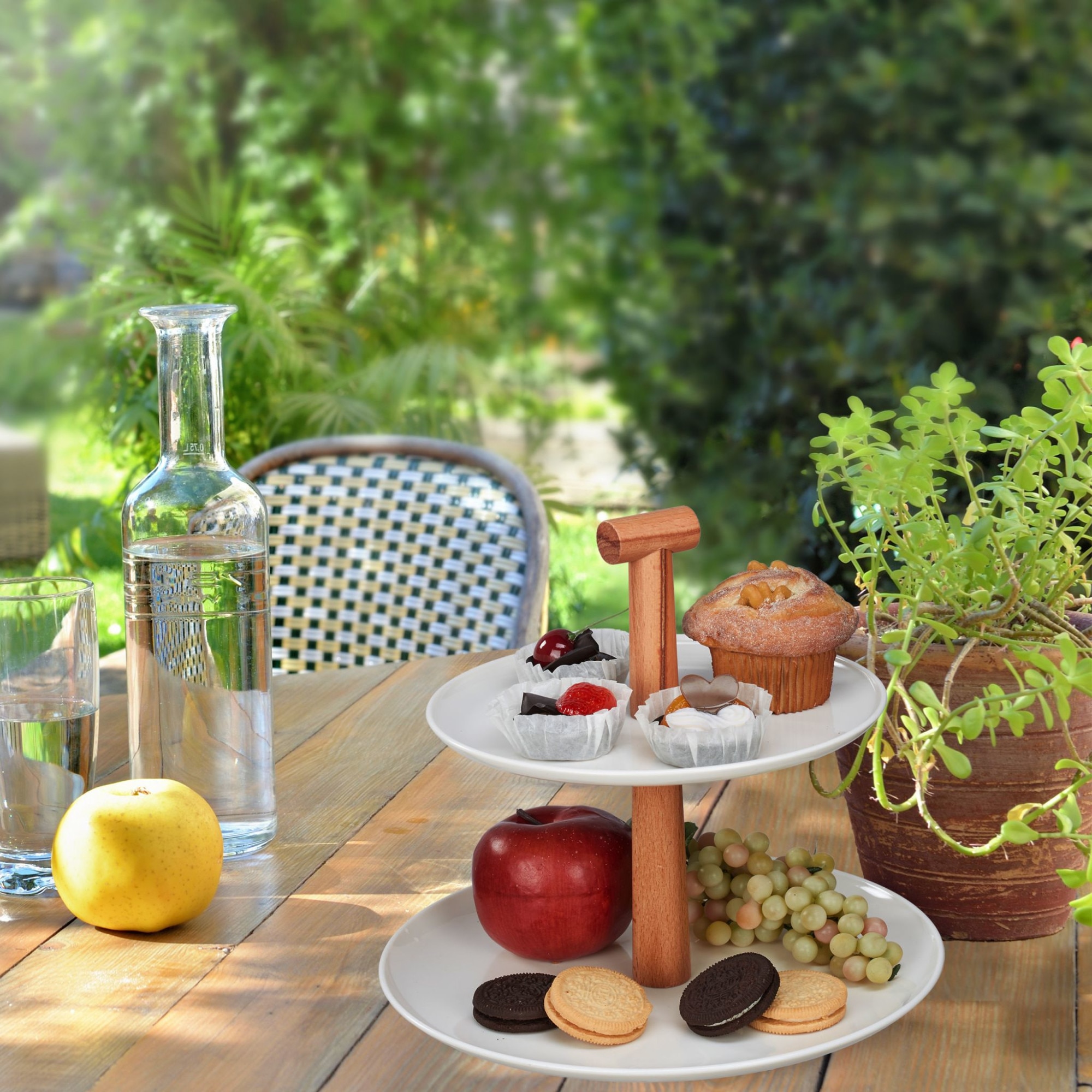 Suport supraetajat pe 2 nivele pentru prajituri si fructe, Relaxdays ...