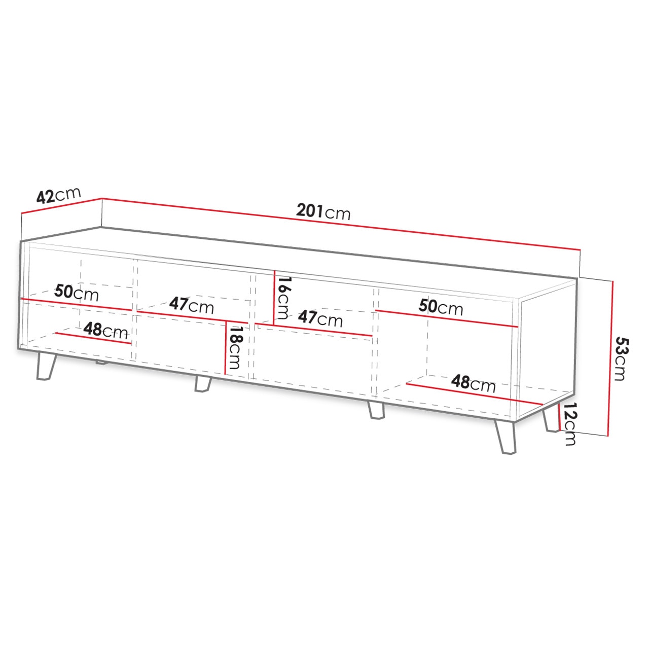 Comoda TV 200 Tilderi, MIRJAN 24, 201x52x40 cm, Stejar wotan/ negru ...
