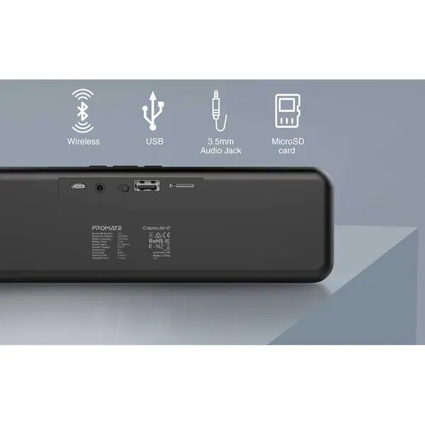 Boxa Portabila PROMATE Capsule-2, Bluetooth, MicroSD, Negru - eMAG.ro