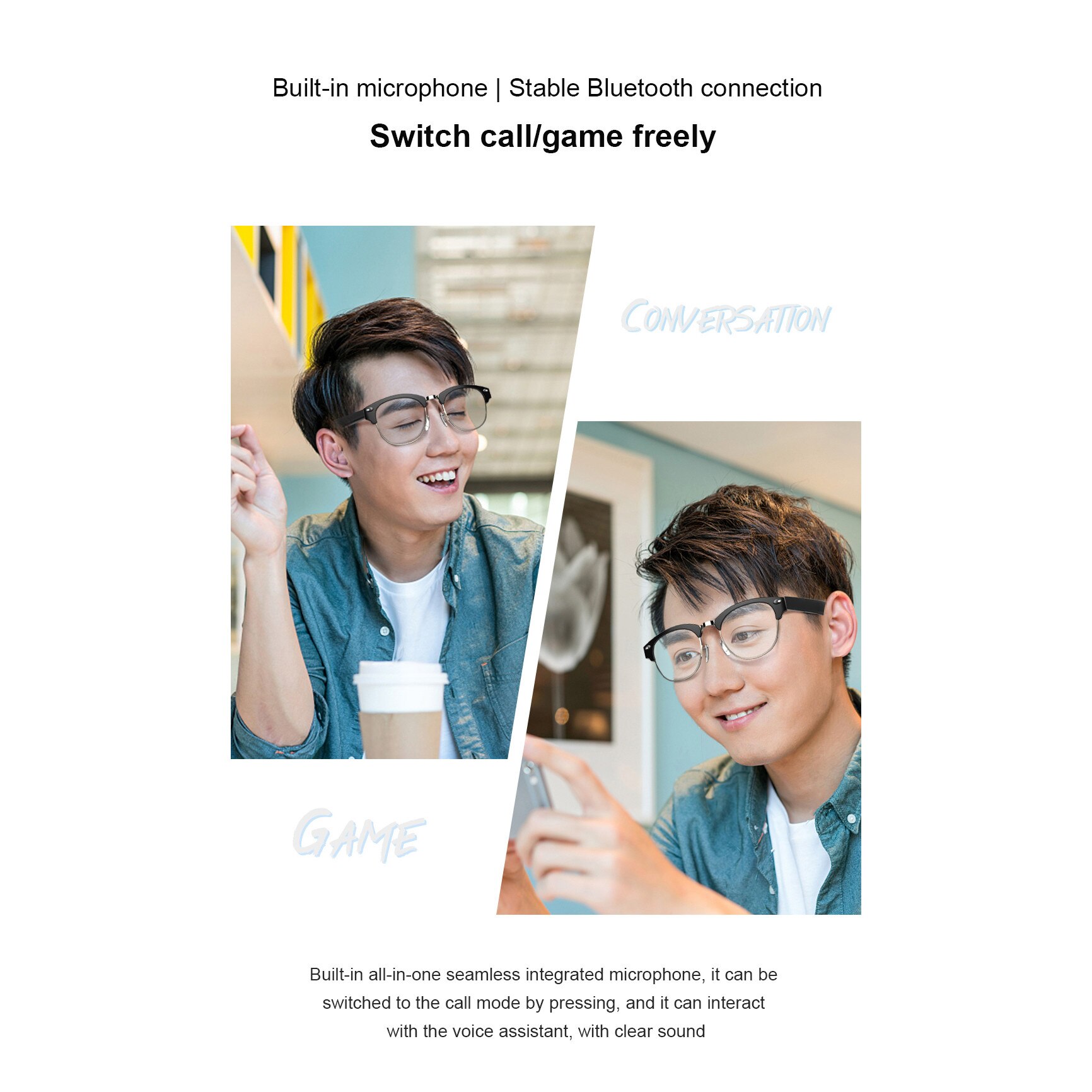 Ochelari smart, Plastic, Compatibil cu iOS/Android, IPX4, Negru - eMAG.ro
