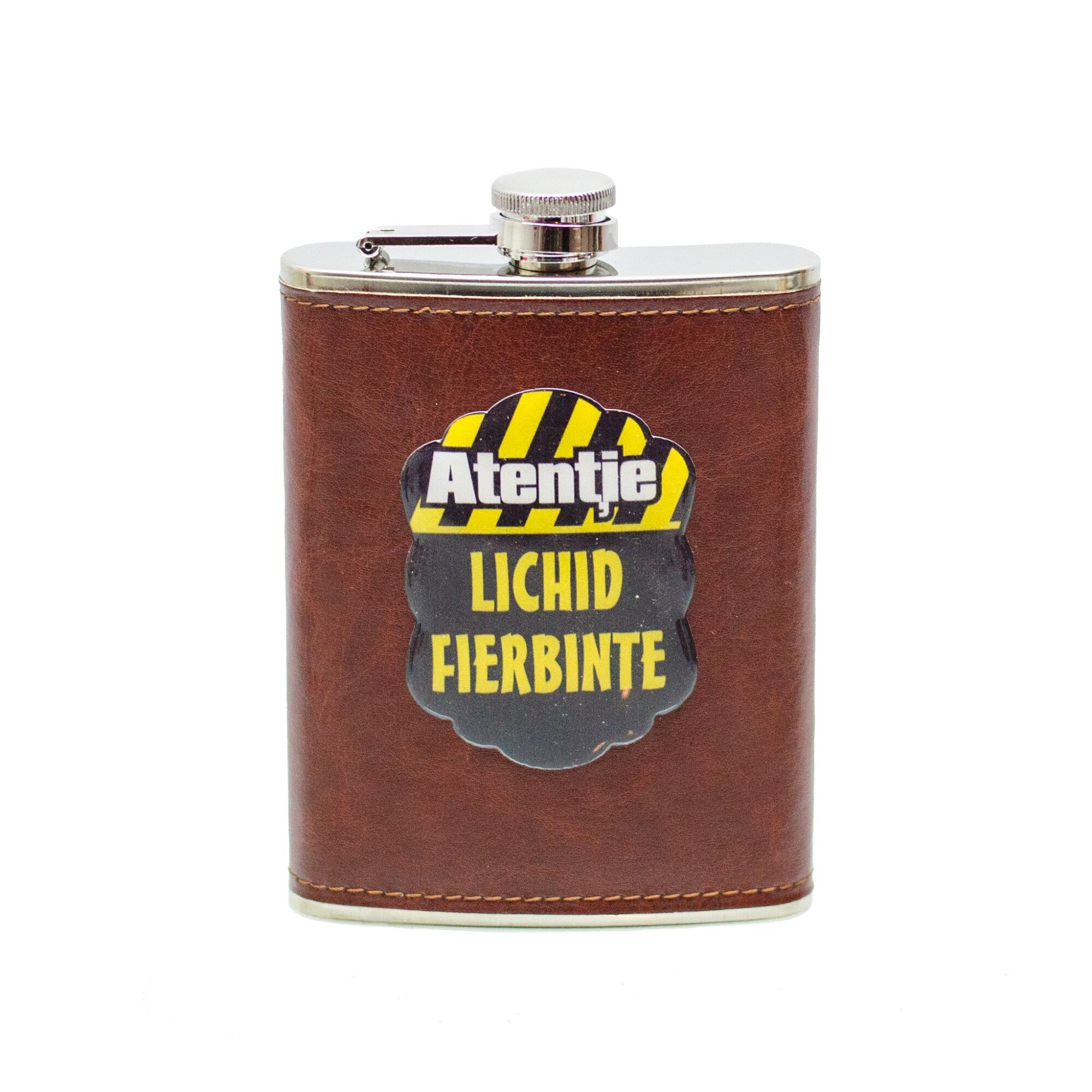 Plosca otel inoxidabil, Atentie, lichid fierbinte, Poem Design, 200 ml ...
