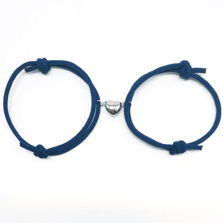 Set bratari cuplu cu magnet inima, 2 bucati, tip sfoara, bluemarin ...