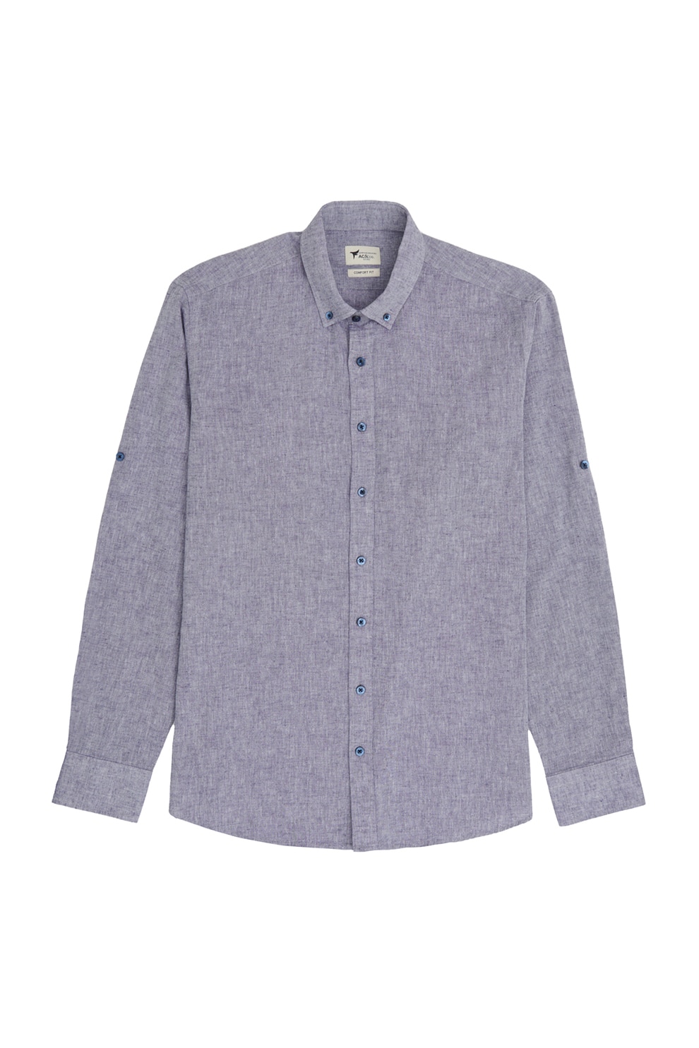 AC&Co, Camasa regular fit din amestec de in, Albastru azur, XL - eMAG.ro