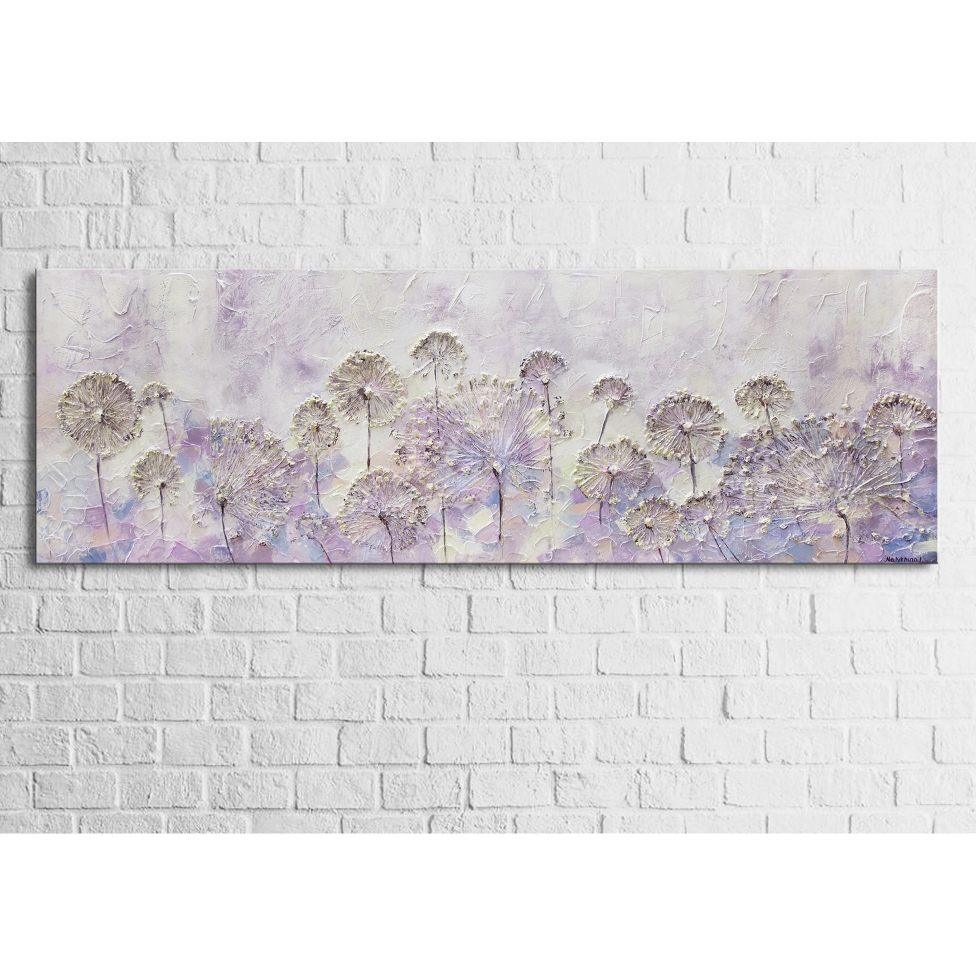 Tablou pictat manual Flori "Primavara devreme" 150x50cm - eMAG.ro