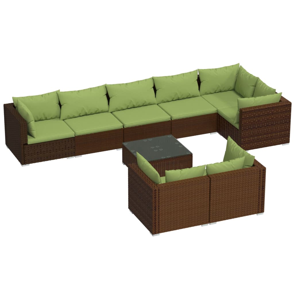 Set mobilier de gradina cu perne, vidaXL, 9 piese, maro, poliratan, 71. ...
