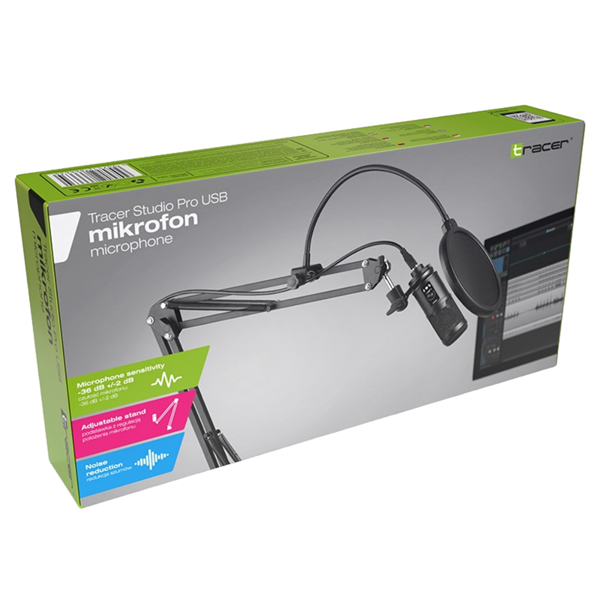 Tracer Studio Pro fekete kondenzációs mikrofon POP szűrővel - eMAG.hu