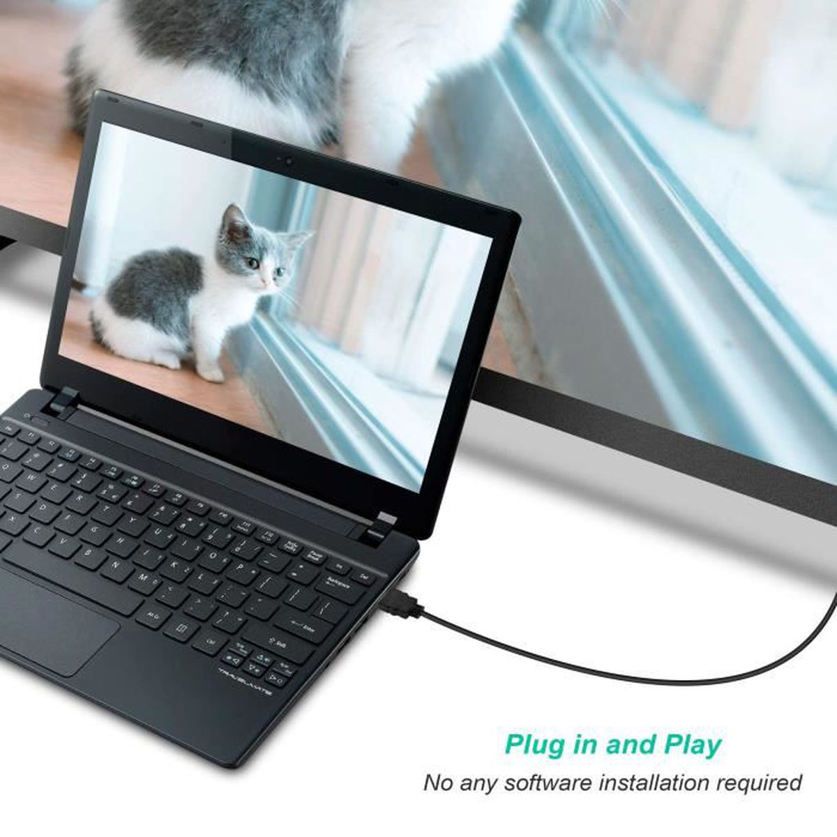 Cablu monitor, HDMI/VGA, 1.8m, Negru - eMAG.ro