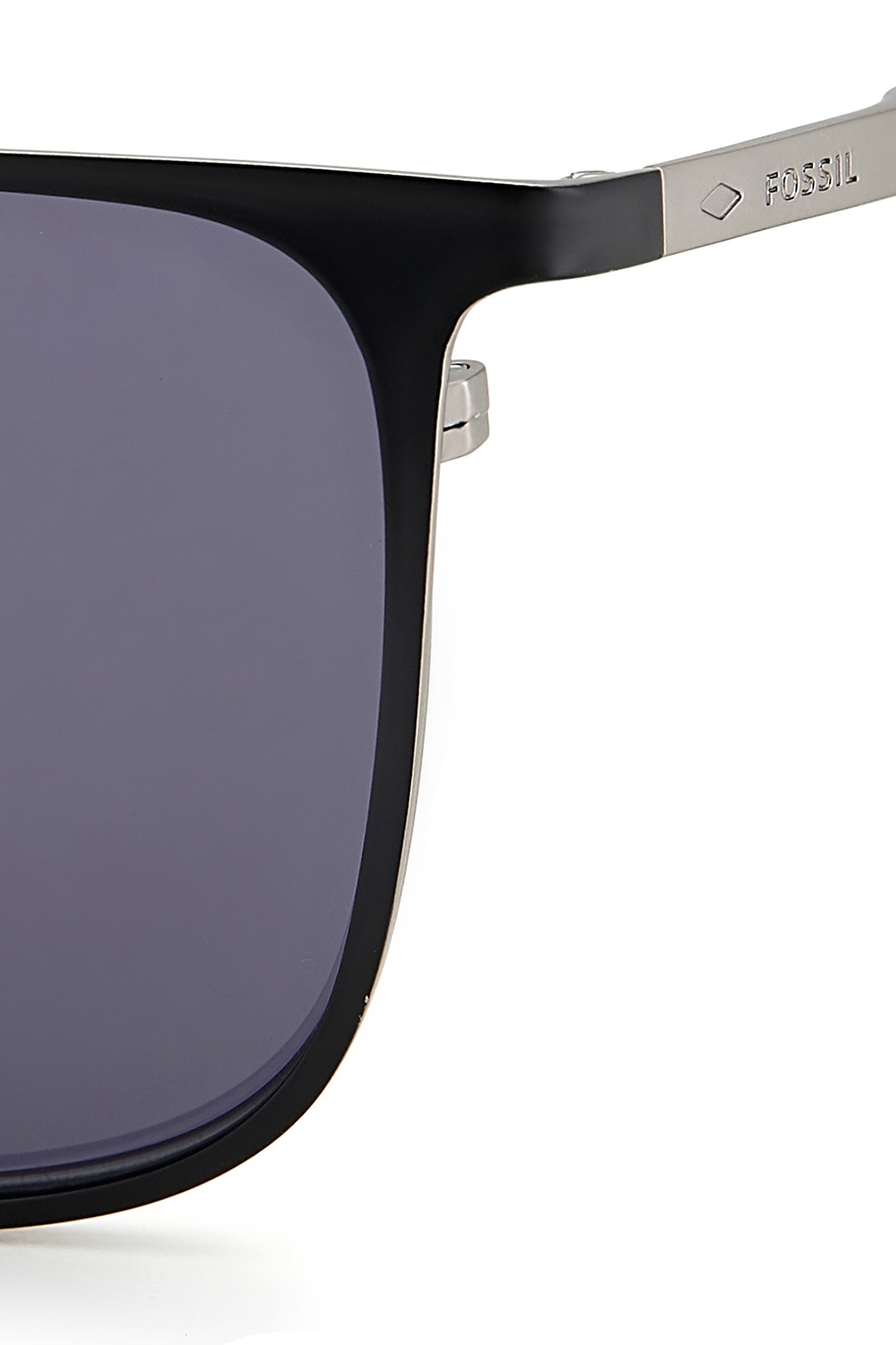 Fossil, Слънчеви очила с плътни стъкла, Тъмносребрист, Черен, 57-17-145 ...
