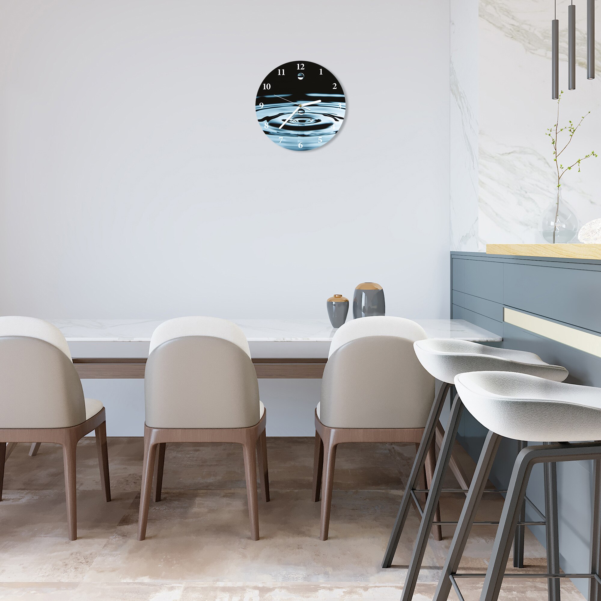 Ceas decorativ, Cosy Planet, Sticla securizata, 30 cm, Model picatura ...