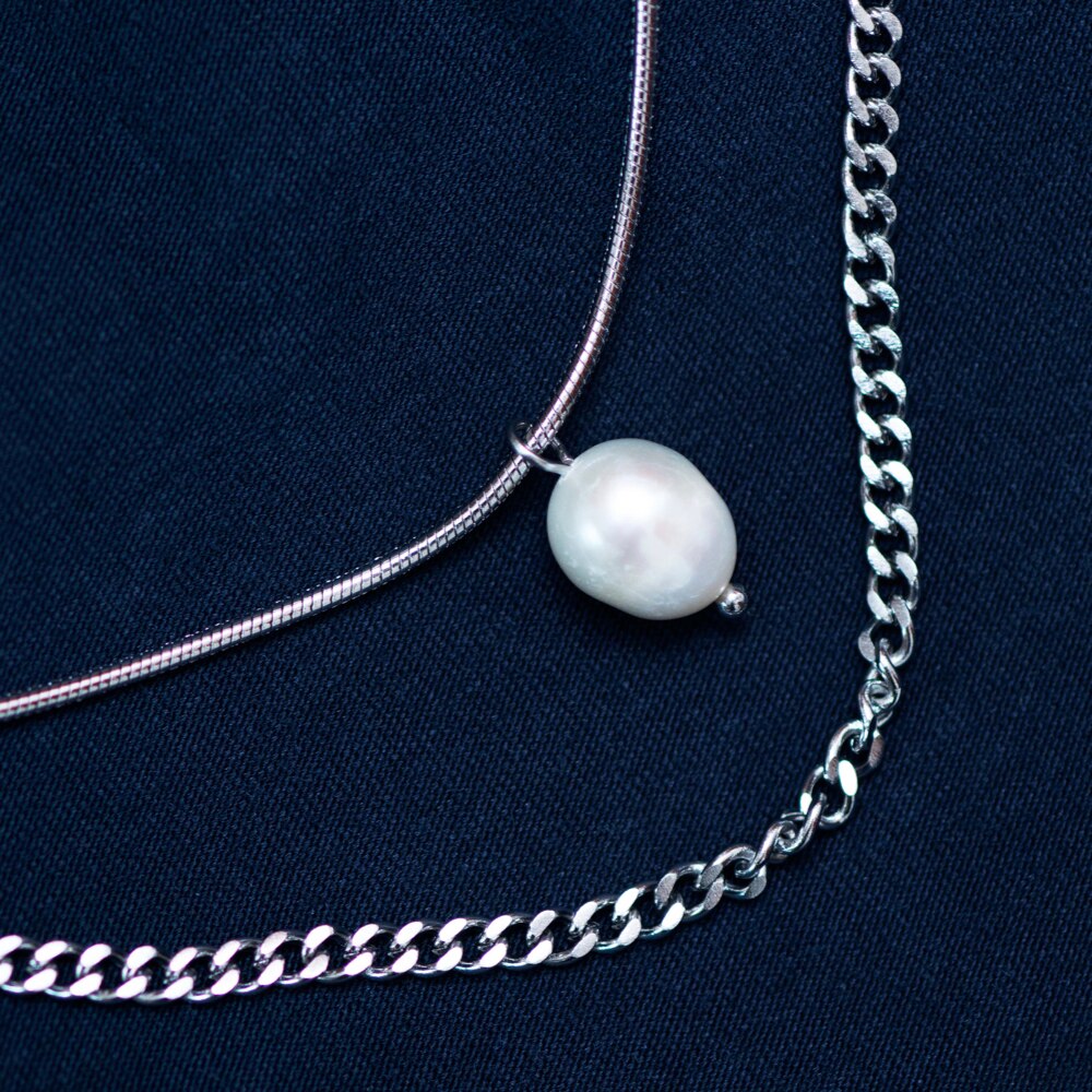 Colier dublu dama, SOOYE, Otel/Titan, Argintiu - eMAG.ro