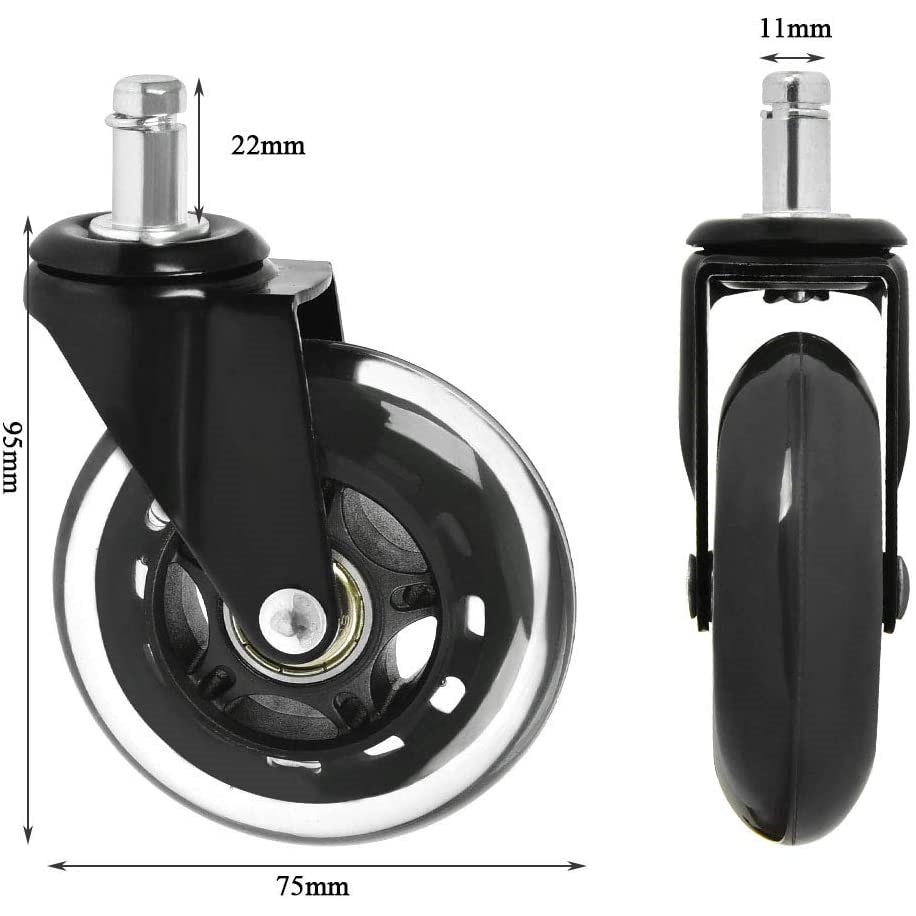 Set 5 Roti de Silicon Scaun Birou GALAXIA®, Diametru tija 11mm, Negru ...