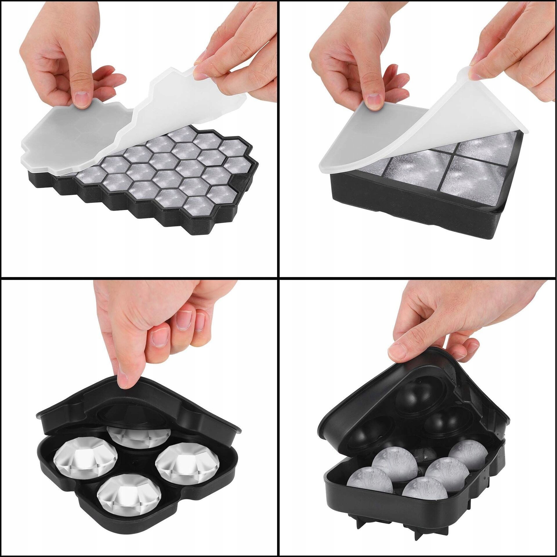 Forma cuburi/sfere gheata, Silicon, Negru - eMAG.ro