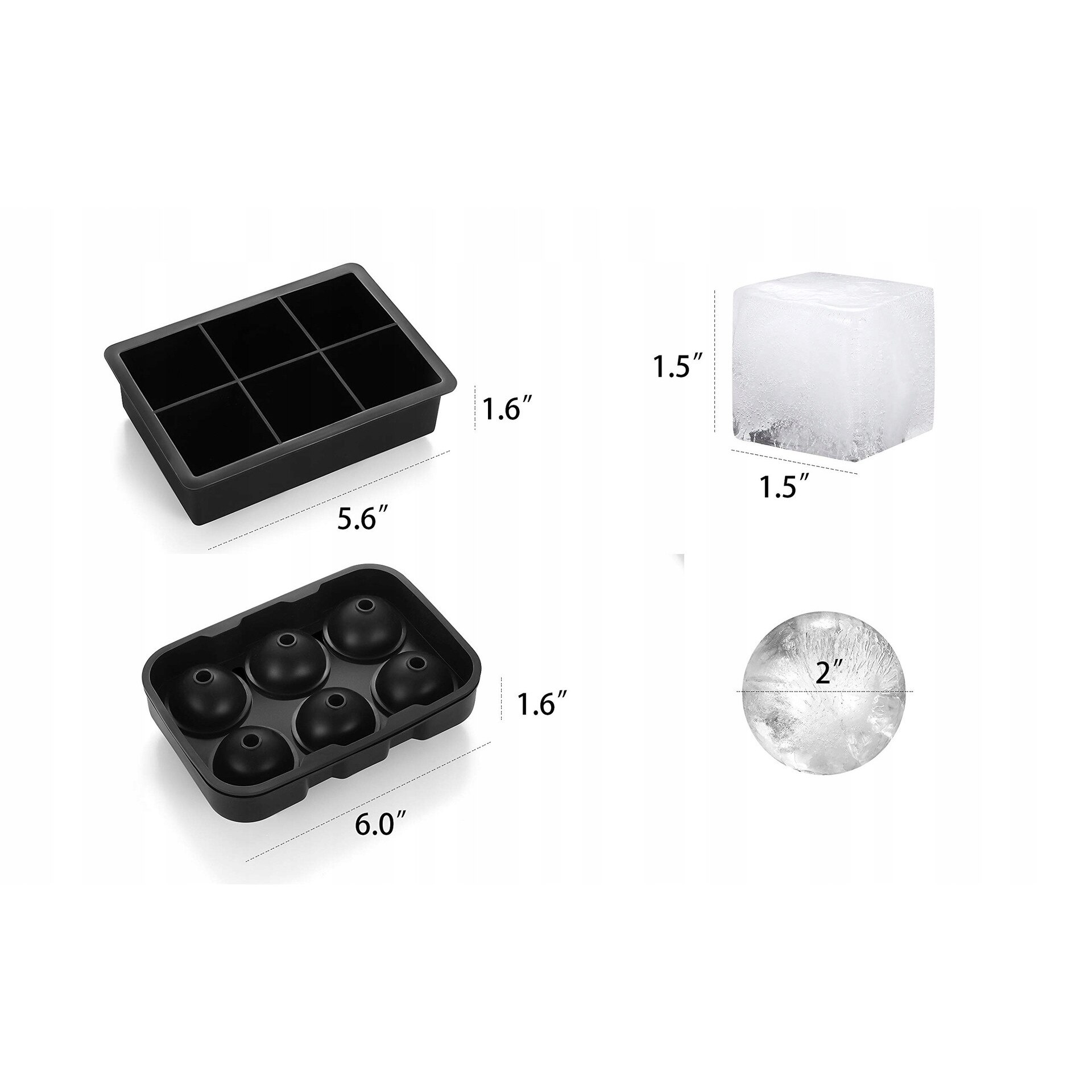 Forma cuburi/sfere gheata, Silicon, Negru - eMAG.ro