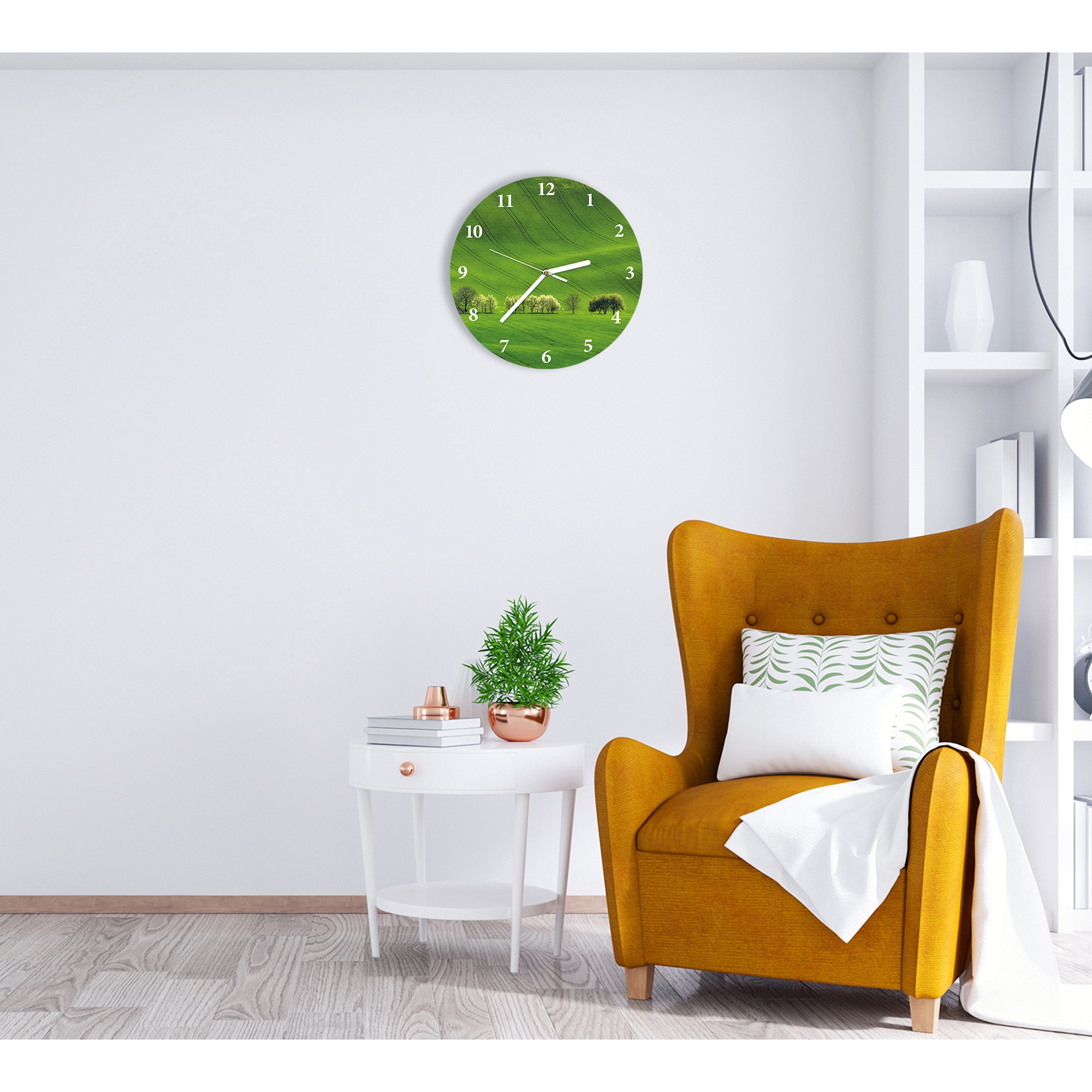 Ceas de perete, Cosy Planet, Model pasune, PVC, 30x30 cm, Verde - eMAG.ro