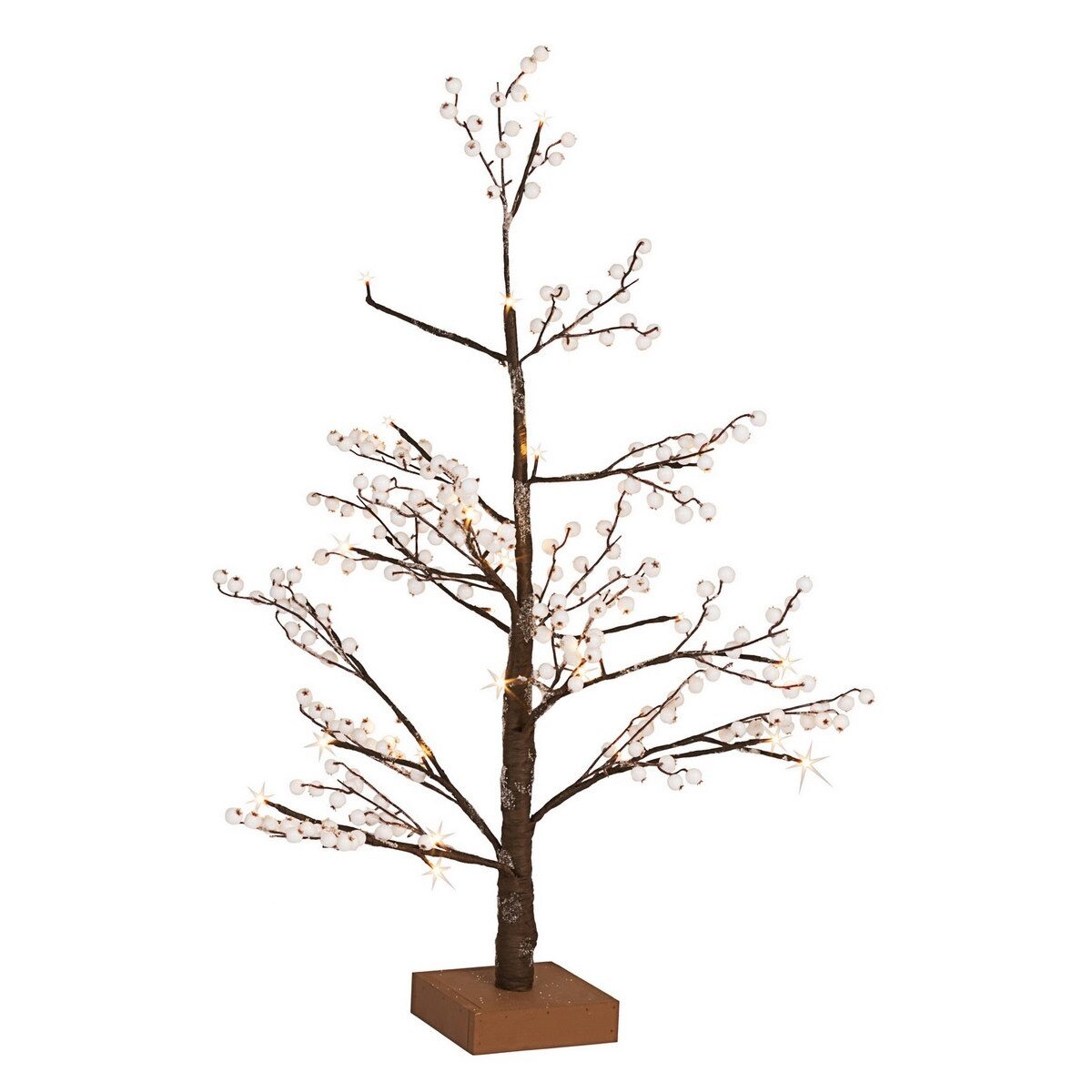 Decoratiune luminoasa copac maro fructe albe cu leduri Glow Ø 45x90 cm ...