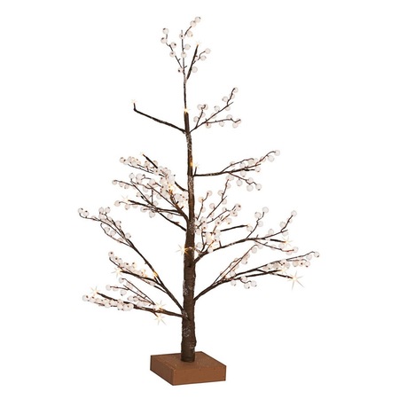 Decoratiune luminoasa copac maro fructe albe cu leduri Glow Ø 45x90 cm ...