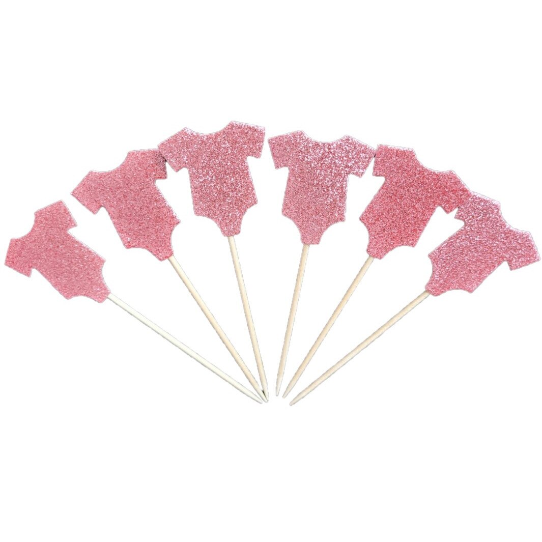 Set 6 decoratiuni tort/prajituri body cu sclipici roz - eMAG.ro