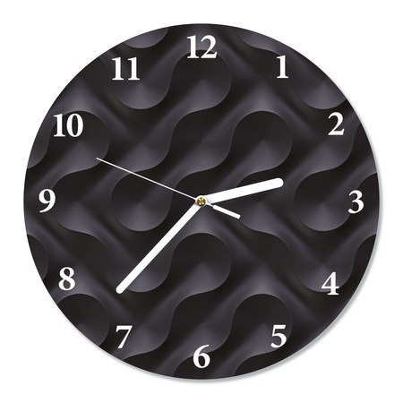 Ceas de perete, Cosy Planet, Model linii curbate, PVC, 30x30 cm, Negru ...