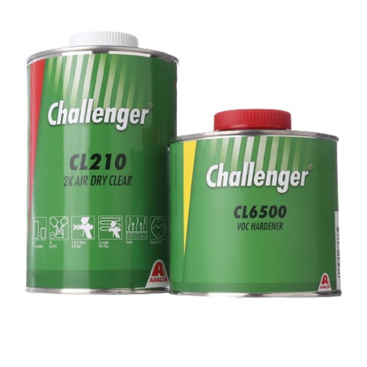 Комплект лак Challenger CL210 "Air Dry" 1L с втвърдител CL6500 0.5L ...