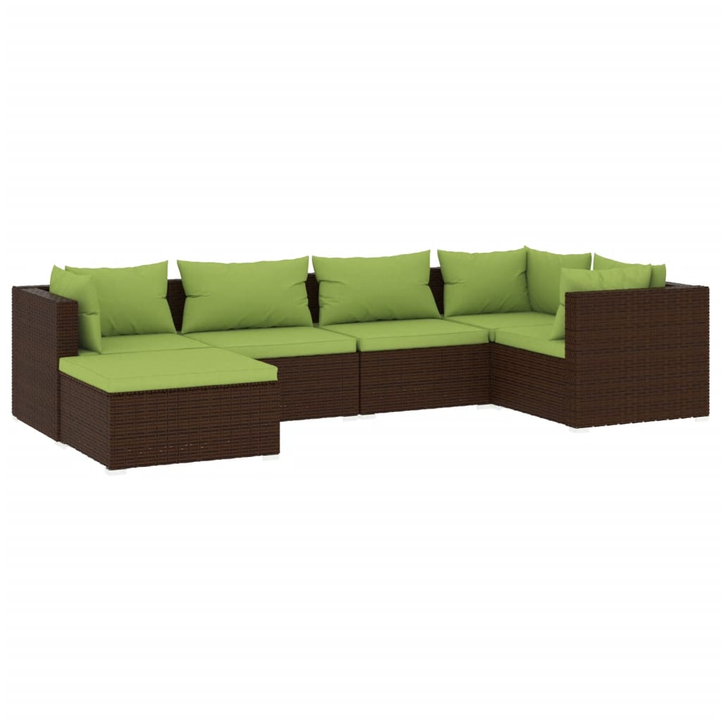 Set mobilier de gradina cu perne, 6 piese, maro, poliratan, constructie ...