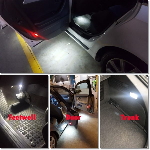 Set Lampi LED Torpedo Lumina picioare Lumina Portiere Usi Portbagaj dedicate Audi A1, A3, A4, B6 ...