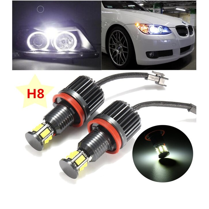 Set 2 Becuri Led Marker 120w H8 LED Angel 6000k Bmw E82, E90, E92, E60 ...