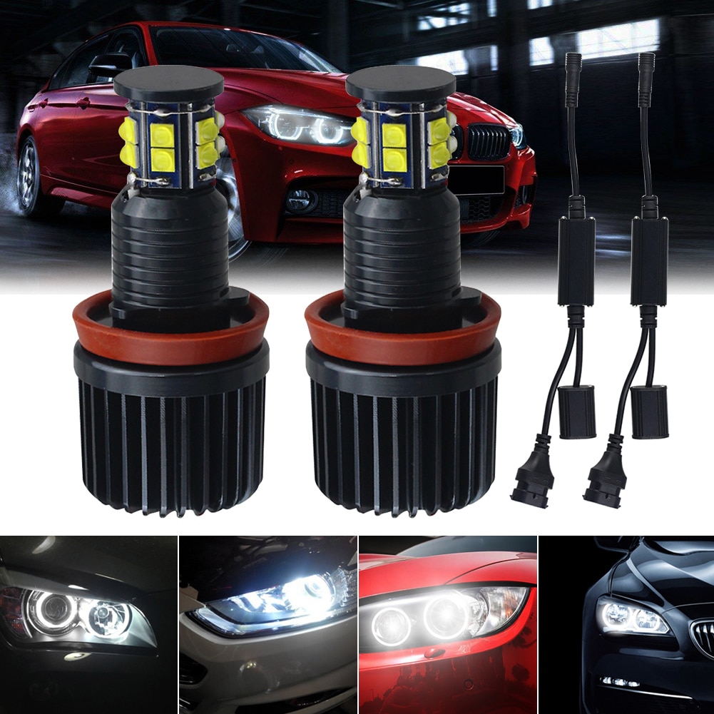 Set 2 Becuri Led Marker 120w H8 LED Angel 6000k Bmw E82, E90, E92, E60 ...