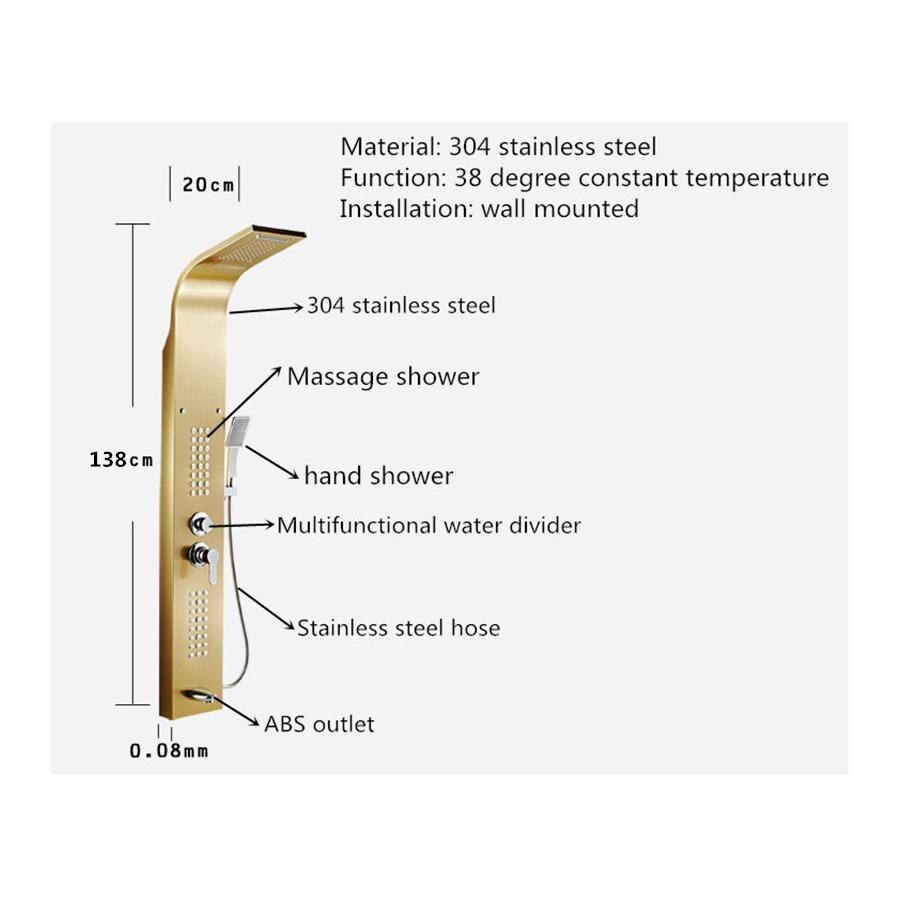 Panou de dus, Inox SUS304, Auriu, LYP/001 - eMAG.ro