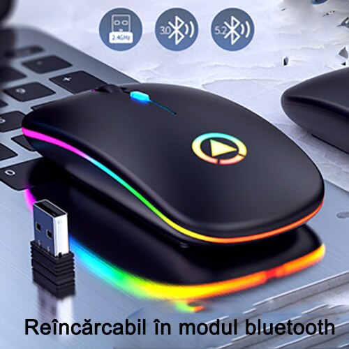 Mouse wireless, A2, gaming, laptop fara fir, cu bluetooth si receptor ...