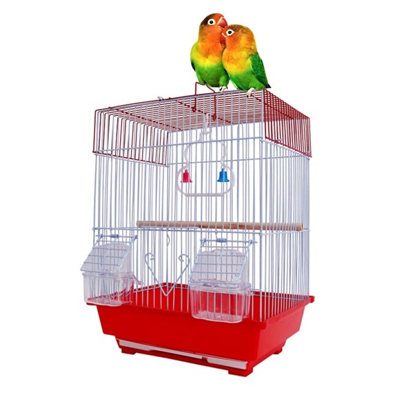 Colivie Patrata 39 x 30 x 23 cm, pentru pasari exotice, Rosu, Ropet ...